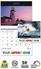2019 Motivations Calendar | 11" X 19" Imprinted Staple Bound; Drop Ad ...